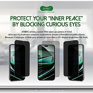 ANBAC Compatible for Apple iPhone 14Pro Blue Light Blocking Screen Protector Privacy Tempered Glass 6.1" with Alignment Tool Kit [1 Pack] - Cell Phone Blackout Tinted Private Screen Protector / Anti-Fingerprint / Scratch Resistant / Case Friendly