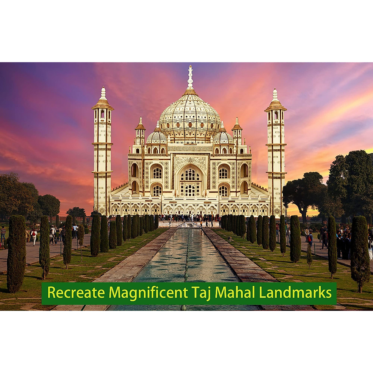 UGUTER 3D Wooden Puzzle Architecture Building Taj Mahal Model Craft STEM Kit LED Light DIY Home Decoration Mother's Day Birthday Gift for Adults & Kids (Taj Mahal)