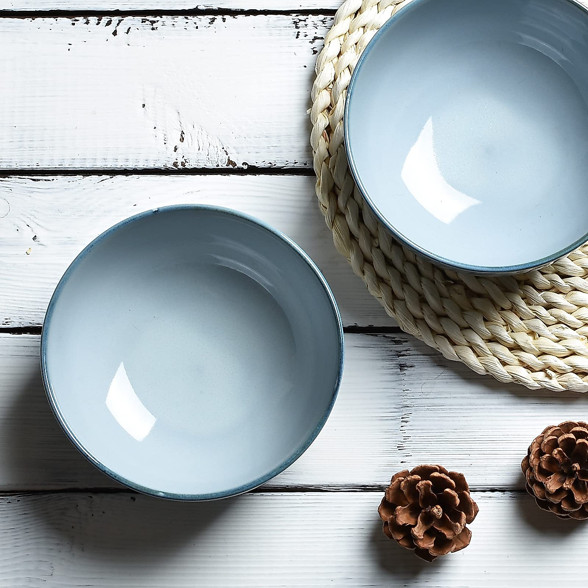 Bosmarlin Ceramic Bowl Set of 4, Dishwasher and Microwave Safe (5.75 Inches, Grey)