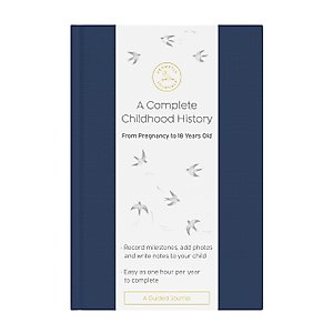Promptly Journals, A Complete Childhood History: From Pregnancy to 18 Years Old (Navy Blue, Linen) | Baby Book and Pregnancy Journal | Baby Memory Book