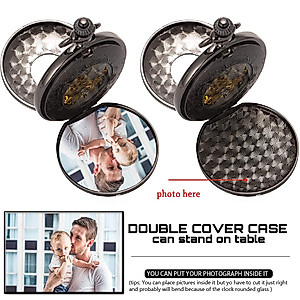 ManChDa Mechanical Roman Numerals Dial Skeleton Pocket Watches with Box and Chains for Mens Women (1.Black Blue)