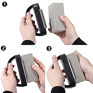 MOWOT Blackstone Griddle Cleaning Brick Block Heavy Duty Grill Cleaning Stone Bricks Non Scratch Flat Top Seasoning Stone Griddle Scrubber Cleaner Remove Greases Stains Residue -3 Pack with Handle