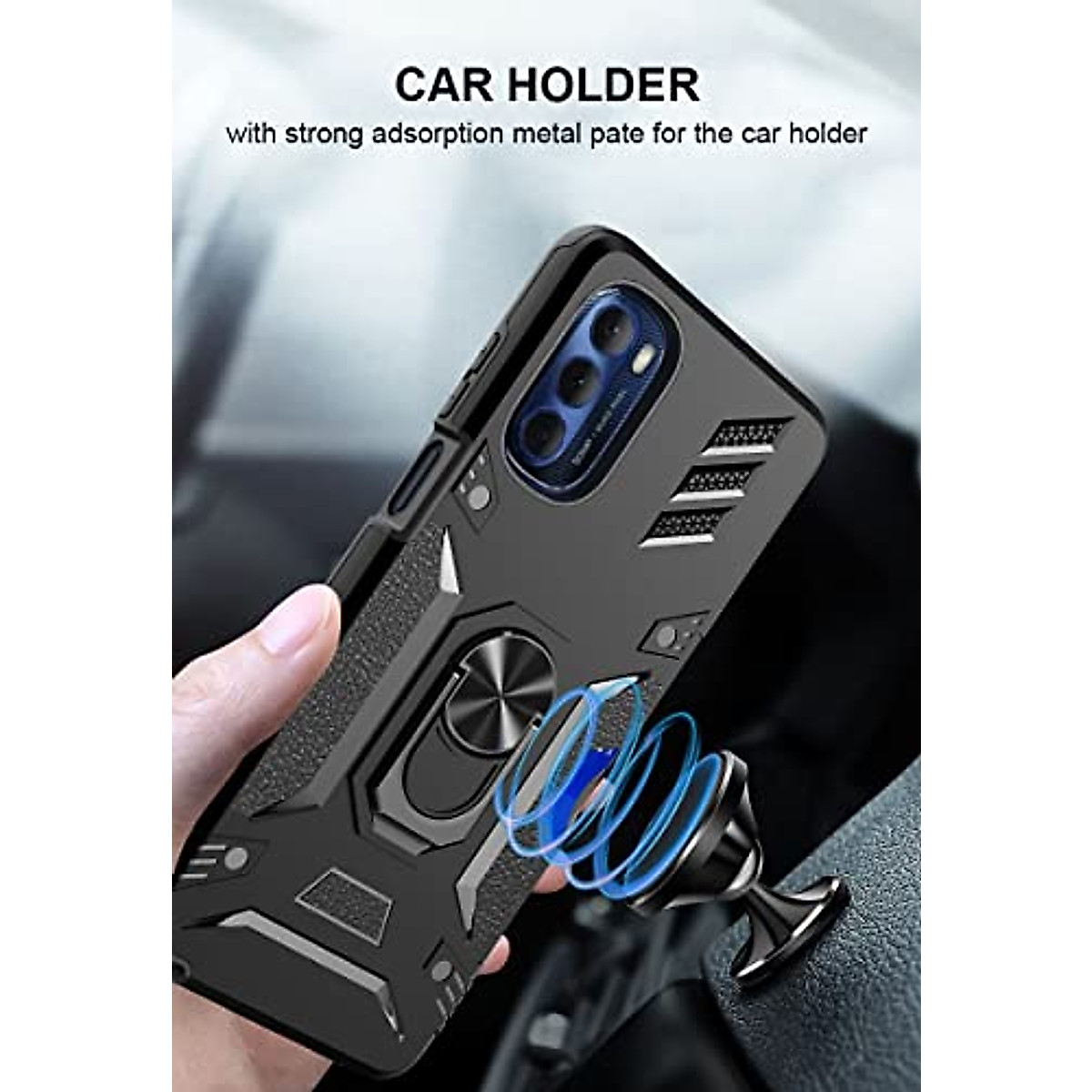 Military Grade Phone Case with Ring Card Holder Belt Clip Fits for Moto G Stylus 2022 6.8" Shockproof Moto G Stylus 2022 Case with Screen Protector Moto G Stylus 4g 2022 with Kickstand (Black)