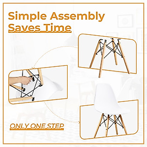 Furniwell Pre Assembled Modern Style Dining Chair Mid Century Modern DSW, Indoor Plastic Shell Lounge Plastic Chairs Side Chairs Set of 4 (White)
