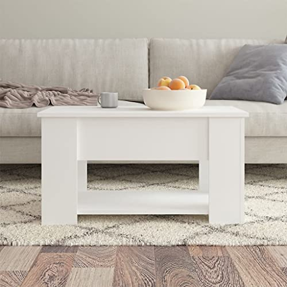 QJBSAVVA Coffee Table White 31.1"x19.3"x16.1" Engineered Wood,Nightstand Industrial Tables Side Tables Sofa Table Suitable for Meeting Rooms, Reception Rooms, Offices