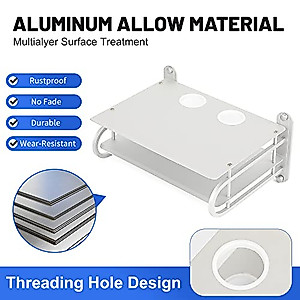 Z-Color Silver Metal Double Wireless WiFi Router Storage Box / TV Set Box Shelf Wall Hanging Plug Board Bracket Cable Storage Organizer (Silver-Large)