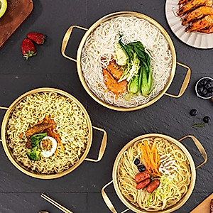 BESTonZON Instant Noodle Pot Ramen Noodle Pot Fast Noodles Cooking Pot Casserole Dish with Lid Korean Ramen Pasta Pots Korean Noodle Bowl Large Pot for Cooking Gold Pot Food Soup Pot Kettle