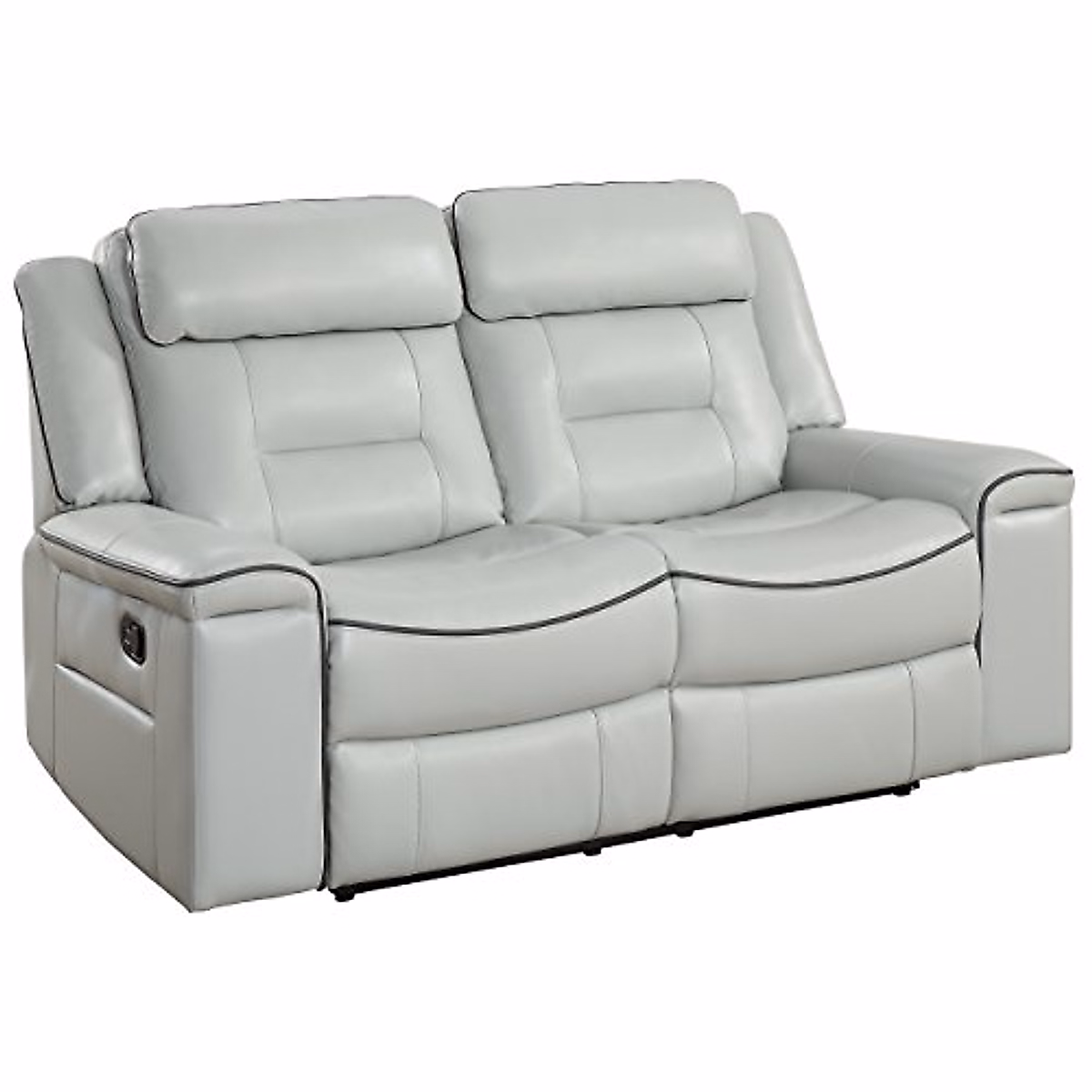 Homelegance Darwan 65" Leather Gel Double Reclining Loveseat, Light Gray