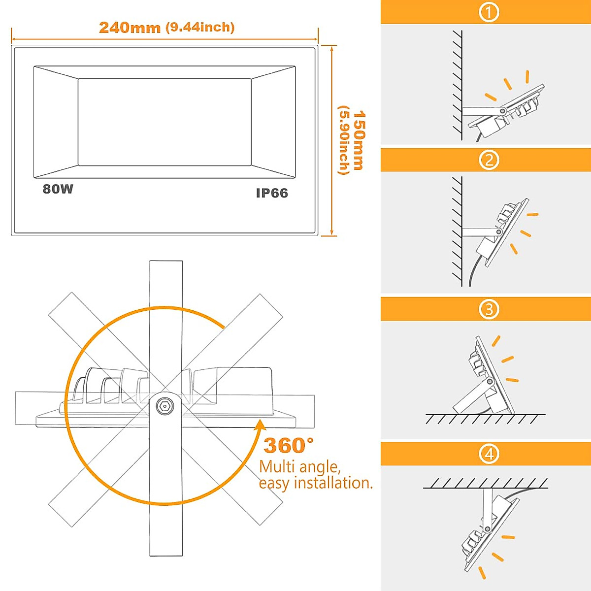 LED Flood Light Outdoor 800W Equivalent 8000LM Smart RGB Landscape Lighting with APP Control, DIY Scenes - Timing - Warm White 2700K - Color Changing Uplight, IP66 Waterproof US Plug MELPO(2Pack)