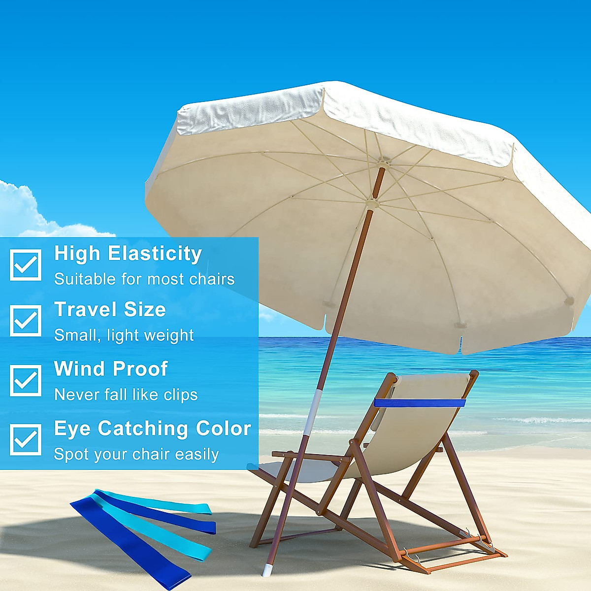 4 Pack Towel Bands, Towel Bands for Beach Chair, Rubber Towel Clips for Pool Chair, Must Haves Beach & Cruise Accessories, Towel Holder for Cruise Chairs, Perfect Alternatives for Towel Clips