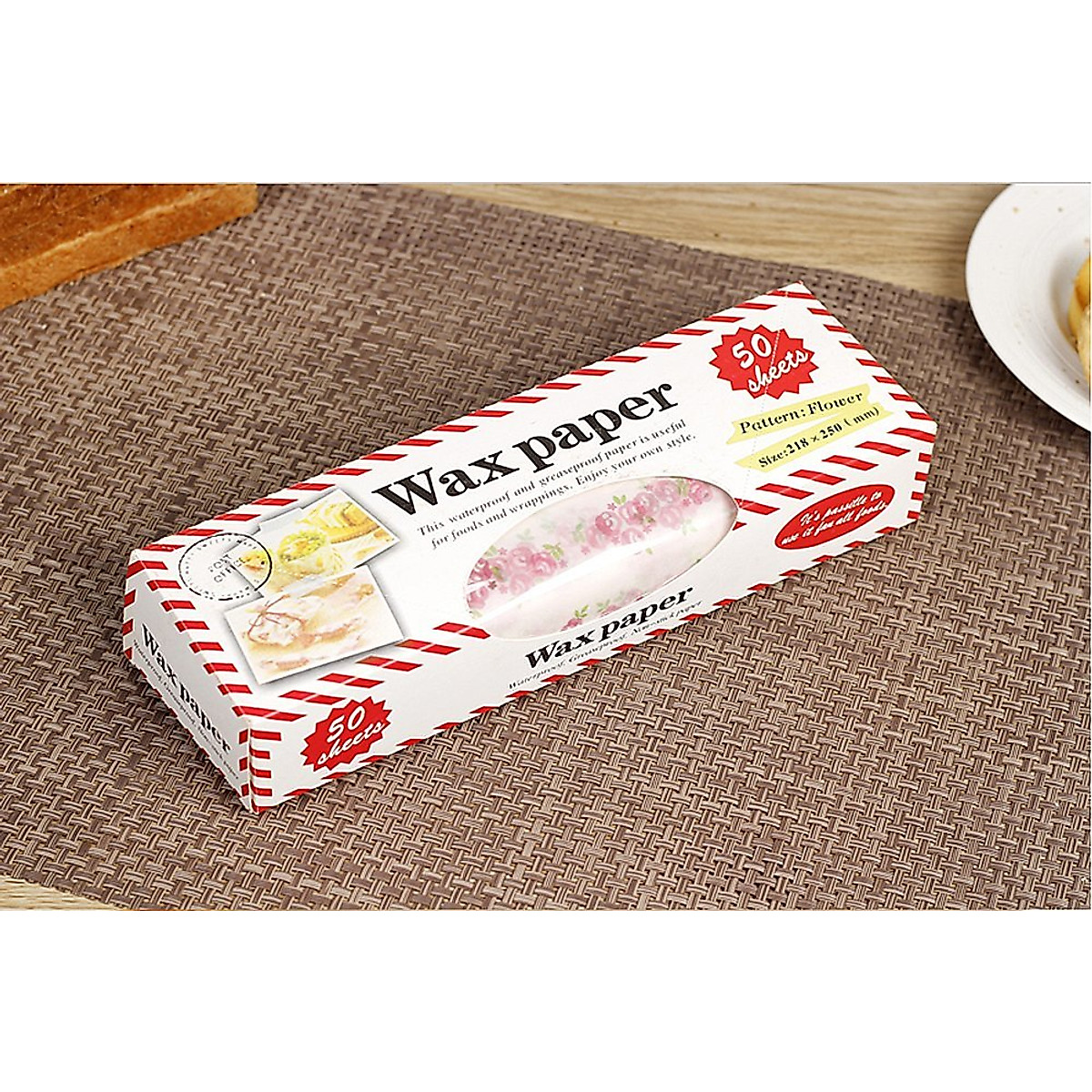 Wax Paper,Food Picnic Paper,50 sheets Grease Proof Paper,Waterproof Dry Hamburger Paper Liners Wrapping Tissue for Plastic Food Basket By Meleg Otthon(floral pattern)