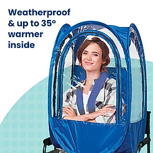 WeatherPod Small Upper-Body Pod with Straps– 1-Person Wearable Weather Protection from Cold, Wind and Rain in Stadium Seating or Standing – Royal Blue