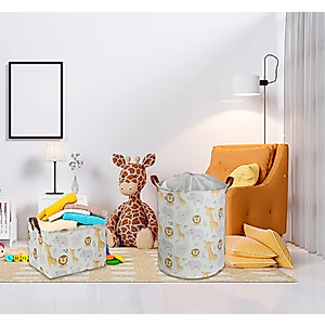 HIYAGON Baby Laundry Basket,Kids Hamper with Drawstring Cover,Cute Toy Storage Bin Nursery Hamper Safari Room Decor for Home(Baby hamper)