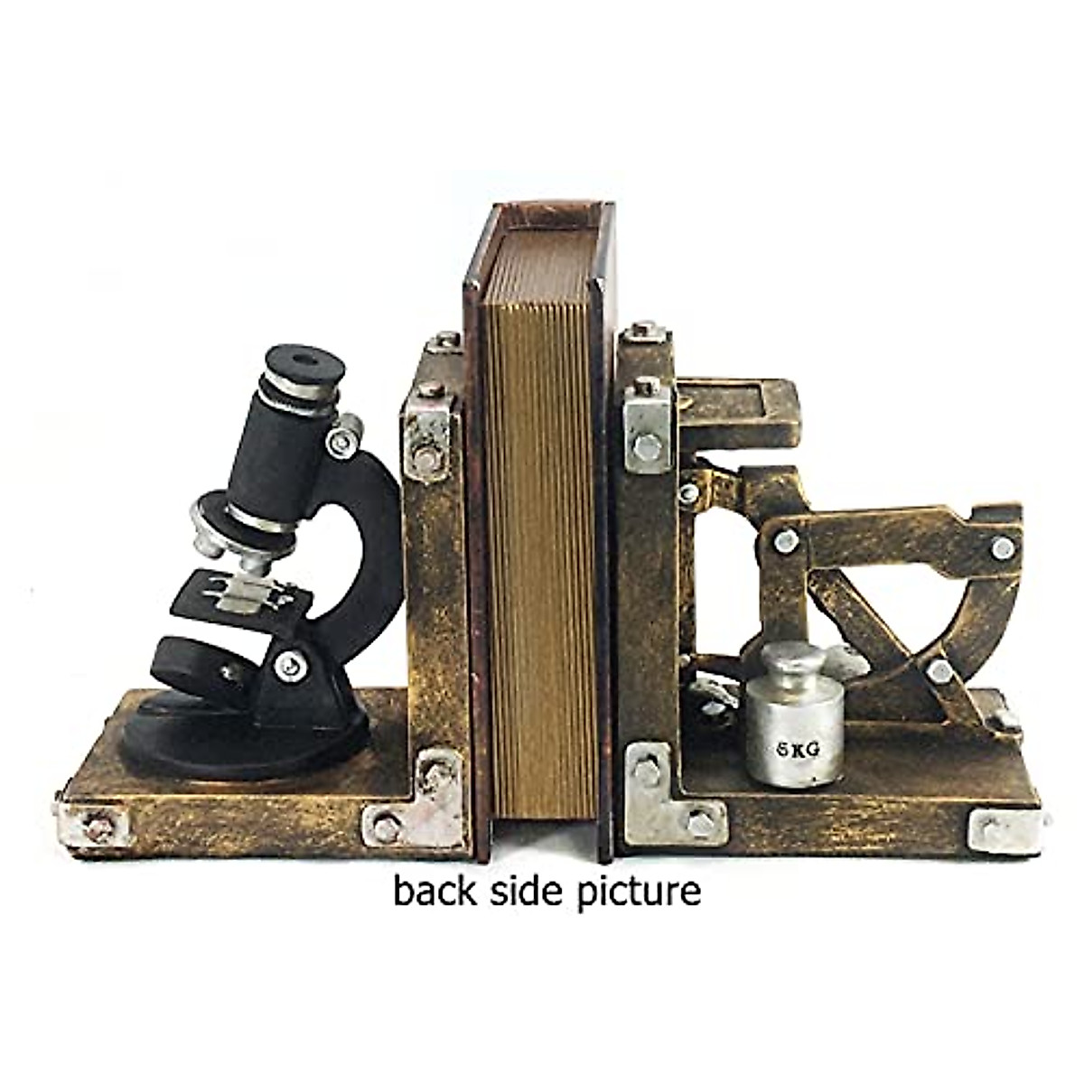 Bellaa 22731 Decorative Bookend Home Decor Scientist Book Ends Support Bookshelves Science Gift Heavy Duty Non Skid Gold 6 Inches