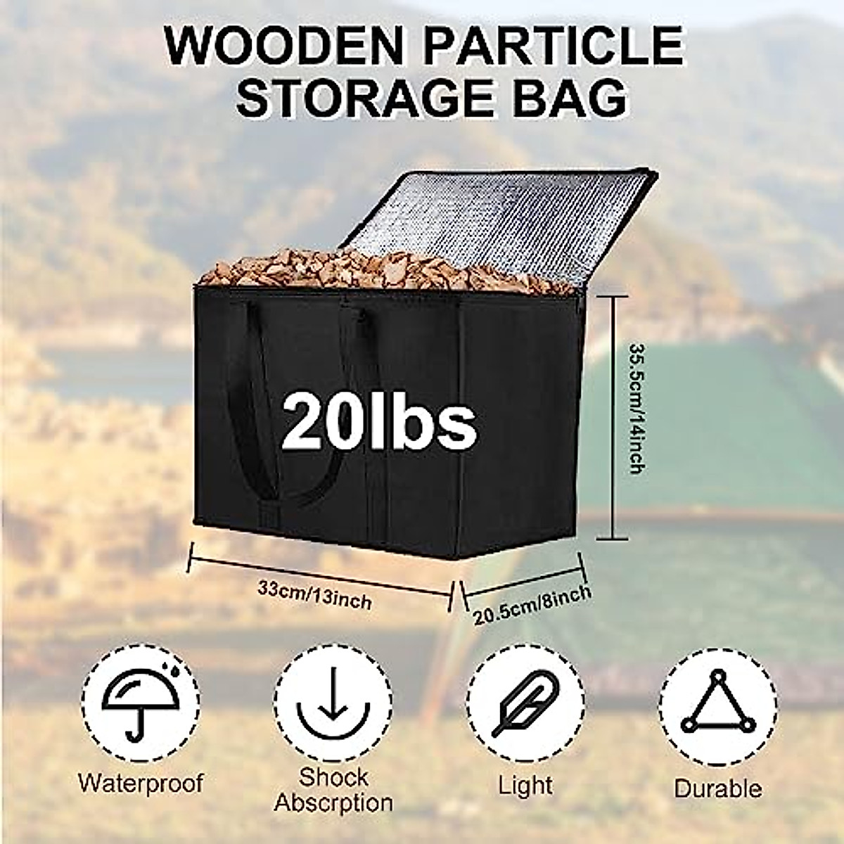 Wood Pellet Storage Containers, 3Pack 20LBs Black Wood Pellet Storage Containers for Smoker, Fuel Pellet Storage Bag, Charcoal Storage Bag, Pellet Storage Container Outdoor Waterproof