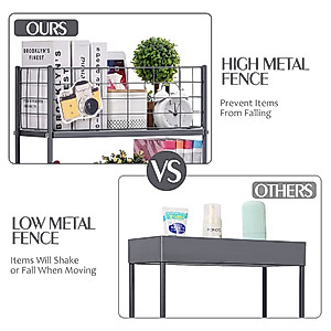 KINGRACK Slim Storage Rolling Cart, 3-Tier Metal Utility Cart with Wheels, Rolling Storage Cart, Skinny Storage Rolling Cart, Storage Trolley Cart for Office Kitchen Bathroom Narrow Place, Grey