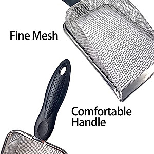 Falltail Stainless Steel Reptile Sand Substrate Scoop Shovel Sifter Fine Mesh Metal Reptile Litter Cleaner Scooper for Sand Bedding