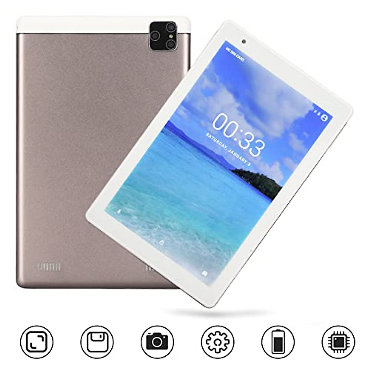Honio Office Tablet, 8.1 Inch 5G WiFi Dual Camera Travel Pink Tablet (US Plug)