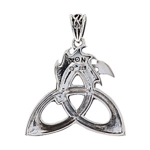 Jewelry Trends Celtic Dragon Trinity Knot Sterling Silver Pendant