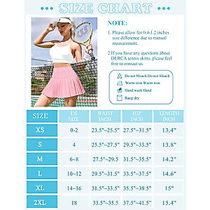 DERCA Pleated Tennis Skirt for Women with Pockets Shorts Athletic Golf Skirts Workout Sports Activewear Skort (Pink,X-Small)