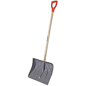 A.M. Leonard Snow Shovel with Steel Wear Strip, D-Grip, 18-inches Wide