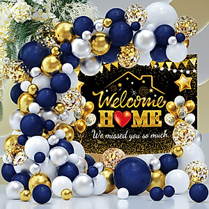 Gold and Black Welcome Home Banner Family Reunion Backdrop Welcome Home Decorations We Missed You So Much Decorations Welcome Back Banner Welcome Sign for Party Supplies 7x5FT