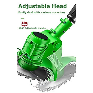GMRZ Electric Grass Cutting Machine Cordless Lawn Edger Trimmer with Eplacement Blade and Rechargeable Batteries, 21V Stringless Handheld Weed Whacker,1 Battery