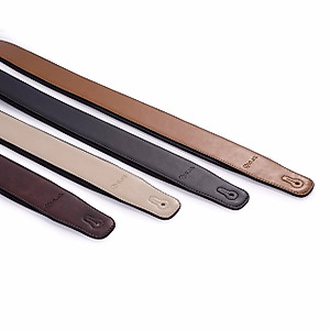 KLIQ Premium Padded Leather Guitar Strap for Bass & Electric Guitar with 3" Wide Pad and Adjustable Length from 41" to 54", Auburn