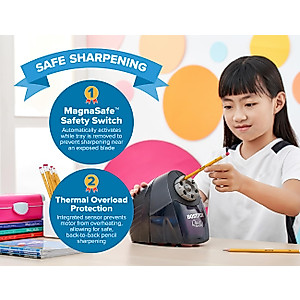 Bostitch Office QuietSharp 6 Electric Pencil Sharpener, Heavy Duty Classroom Sharpener, Size Selector with 6 Different Sizes, Perfect for Classroom and Homeschool Use, Black
