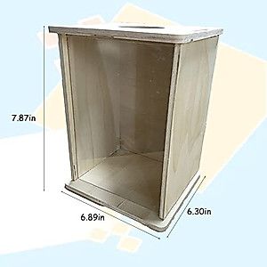 Wooden Hamster Hideout & Exploration House Hamster Sand Bath Container Small Animal Digging Box with Acrylic Transparent Board for Hamsters Mice