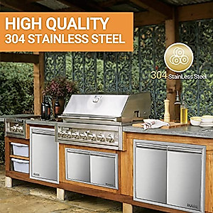 IKARE BBQ Outdoor Kitchen Doors 26 x 24 Inch, Grill Door Stainless Steel Doors, Double Door Access Door for Outdoor Kitchen Island(26 x 24 Inch)