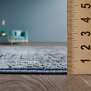 LOOMAKNOTI Celena Altenz 2' x 7' Blue Abstract Indoor Runner Rug