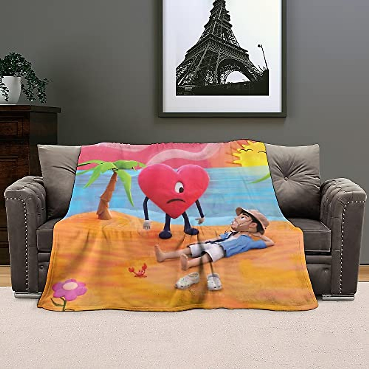 Cute Cartoon Blanket, Hip Hop Personalized Bed Throws, Ultra Soft Cozy Flannel Throw Blanket for Couch Bed Sofa, Comfortable Lightweight Super Soft Blankets 60X50 Inch for All Season (Cartoon 2)