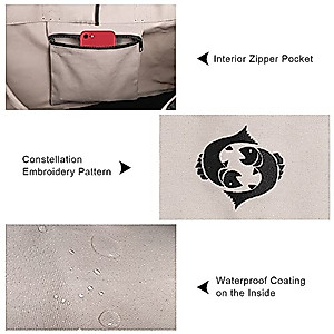 Aricsen Reusable Personalized Jute Gift Canvas Tote Bag for Women Handbags with Handles, Friends Mother Sister Daughter Birthday, Travel Bridesmaid Beach Grocery Shopping (Pisces, Large)