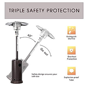 Patiomore Outdoor Propane Heater Patio Tall Standing Heater, 48000 BTU, Smooth Black
