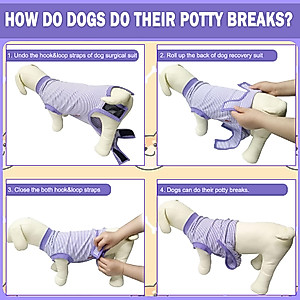 Uadonile Dog Surgery Recovery Suit, Surgical Recovery Suit for Dog Male Female, Spay Neuter Dog Recovery Suit, Cone Alternative Dog Surgical Onesie Purple, Medium