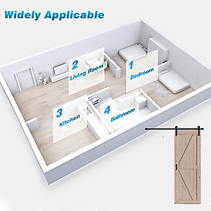 FREDBECK 30in x 84in Sliding Barn Door with 5FT Barn Door Hardware Kit Included K Shape Solid Spruce Wood Panel Need to Assembly