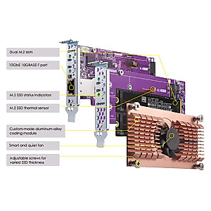 QNAP QM2-2P-244A Dual M.2 22110/2280 Pcie SSD Expansion Card (PCIe Gen2 X4), Low-Profile Bracket Pre-Loaded, Low-Profile Flat and Full-Height are Bundled 2 x SSD