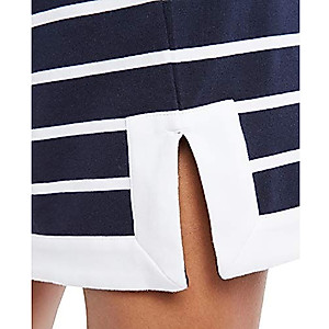 Nautica womens Breton Stripes Sleeveless V-neck Stretch Cotton Polo Casual Dress, Navy, Medium US