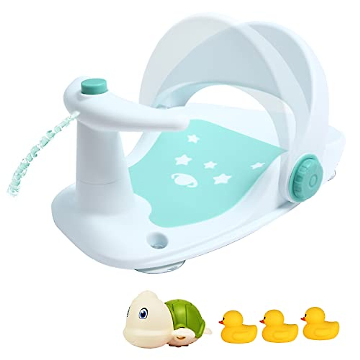 Morefeel Baby Bath Seat,Baby Bathtub Seat for Baby Sit up Shower Chair,Infant Bathtub Seat for Babies 6 Months & Up,Non-Slip Soft Mat,Adjustable Backrest Support,Secure Suction Cups,Green
