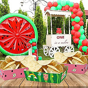 Nabenkalu Cartoon Melon Paper Food Trays 24pcs Watermelon Snack bowl for Kid Theme Birthday Decoration Baby Shower Party Supplies