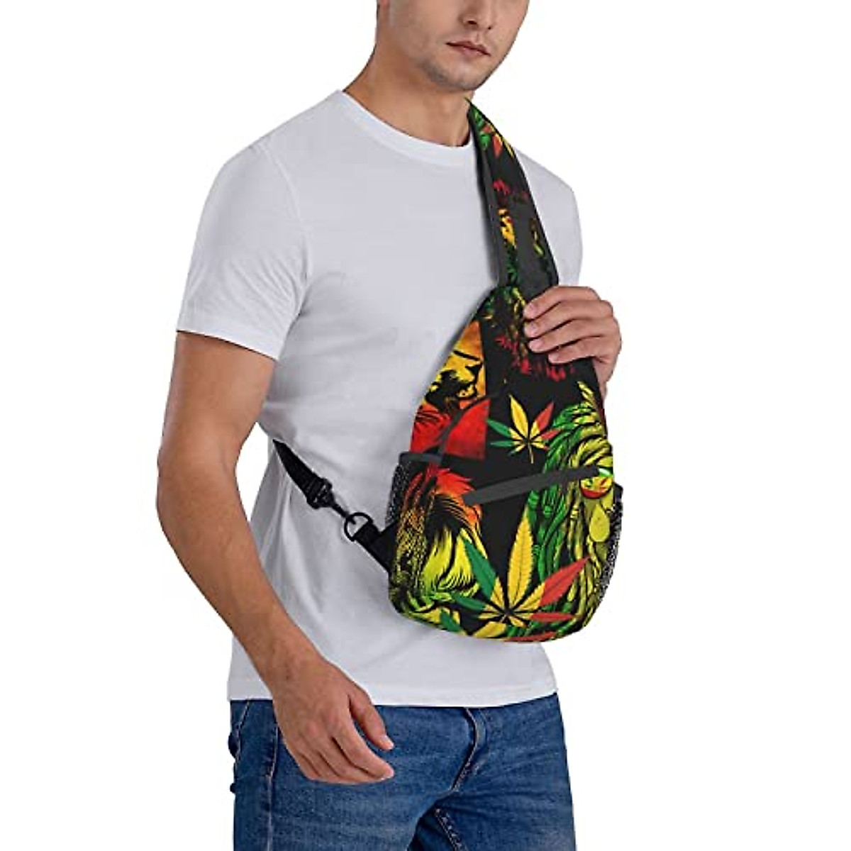 Sling Bags,Jamaican Flag King Lion Men Women Shoulder Backpack,Chest Bag Daypack for Hiking Travel