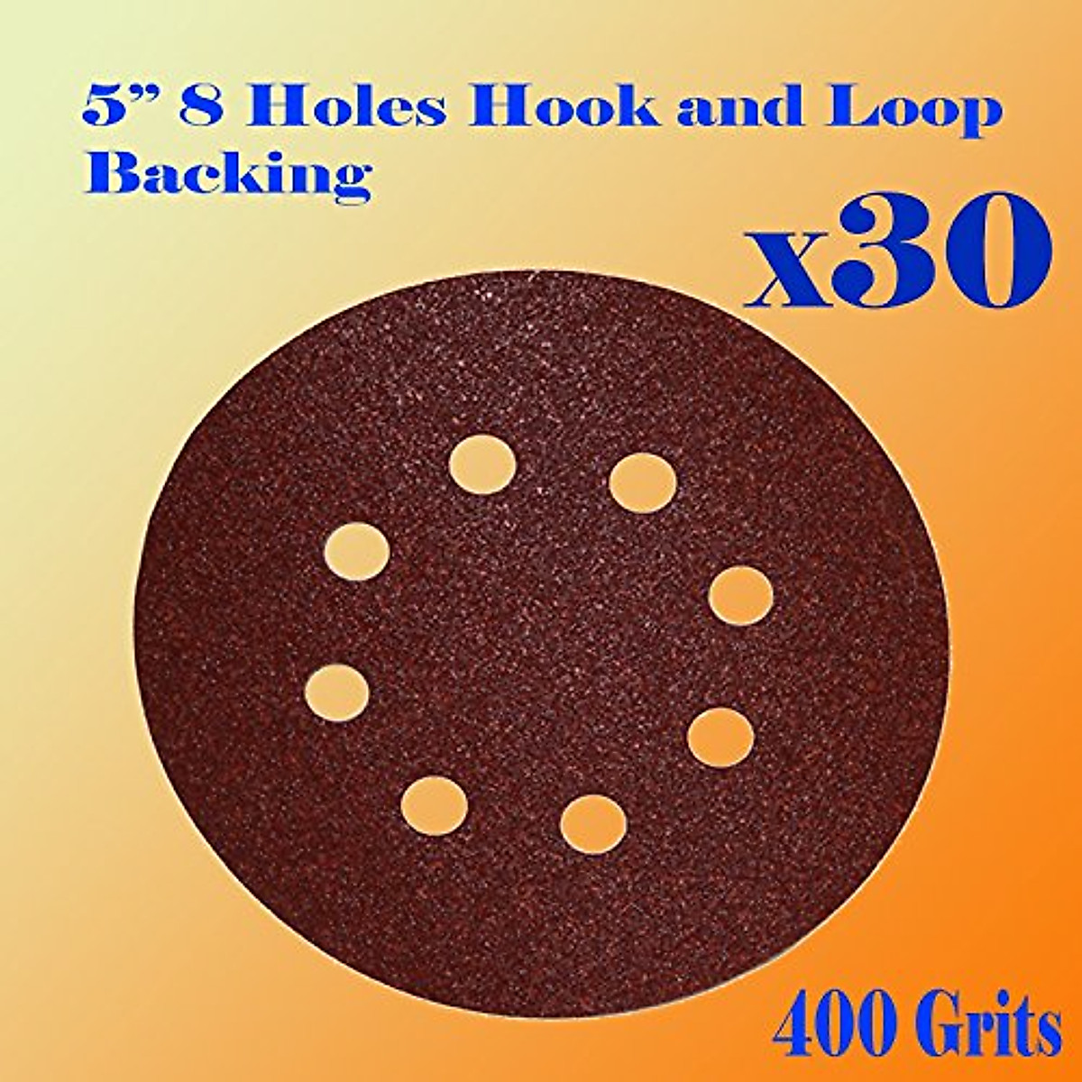 5" 8 Hole 400 Grit Sand Disc Paper Random Orbit Hook and Loop Sander Sandpaper Sheet for Dewalt, Bosch Makita