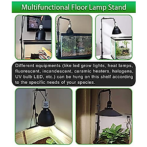 Reptile Tank Heat Lamp Stand Aquarium Stand - Reptile Terrarium Heat Light Stand - Adjustable Metal Heat Lamp Holder, Used for Amphibians, Lizards, Gecko, Tortoise, Snakes, Bearded Dragon, Chicks, etc