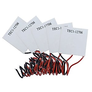 Peltier Module TEC1-12706,Aideepen 12V 6A 60W Heatsink Thermoelectric Cooler Cooling Peltier Plate Module Peltier Cooler 40x40MM 5PCS Compatible with Peltier Fan/Cold Plate