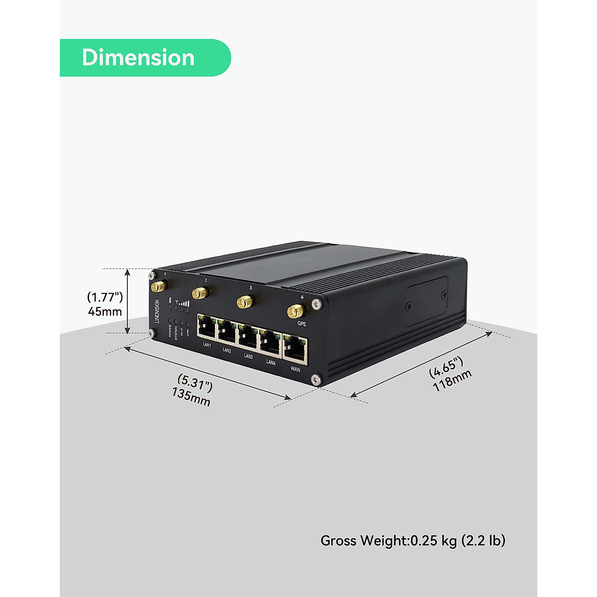 LINOVISION Industrial 5G Cellular Router with Dual 5G SIM Cards and RS232/RS485 IoT Integration, 5G LTE Router Supports Gigabit Ethernet, WiFi 5G/4G