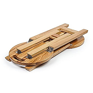 AllAboutEmbroideryUA Folding Oak Stool Beige Natural Organic Wooden seat Side Table Porable Compact Chair Kitchen Furniture Handmade Hight 17.7 inches (45 cm) (Oak Beige)