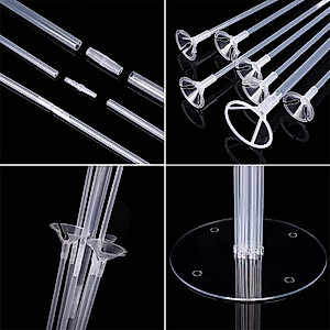 Faitoger 4 Sets of Balloon Stand Kits, Reusable Clear Balloon Stand with Base Balloon Table Floor Stand for for Birthday Wedding Festival Anniversary Party Christmas Decorations (4PCS)