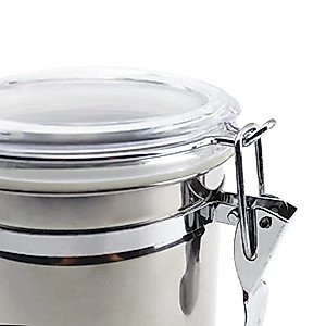 Cuisinox Stainless Steel Canister with Clear Acrylic Locking Lid, Satin - 4.8" x 6.3" (50 oz)