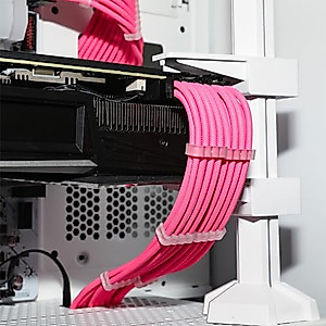 Vetroo PSU Extension Cable Sleeved Customization Mod PC Power Supply Cable, Soft Nylon Braided with Comb Kit 18AWG ATX/EPS/8 Pin PCI-E/6+2 Pin PCI-E (Pink)